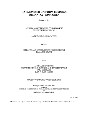 Fillable Online uniformlaws HARMONIZED UNIFORM BUSINESS ORGANIZATION ...