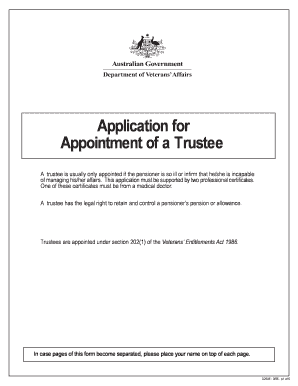 Fillable Online DVA Appointment of a Trustee Application Form - HAAA ...