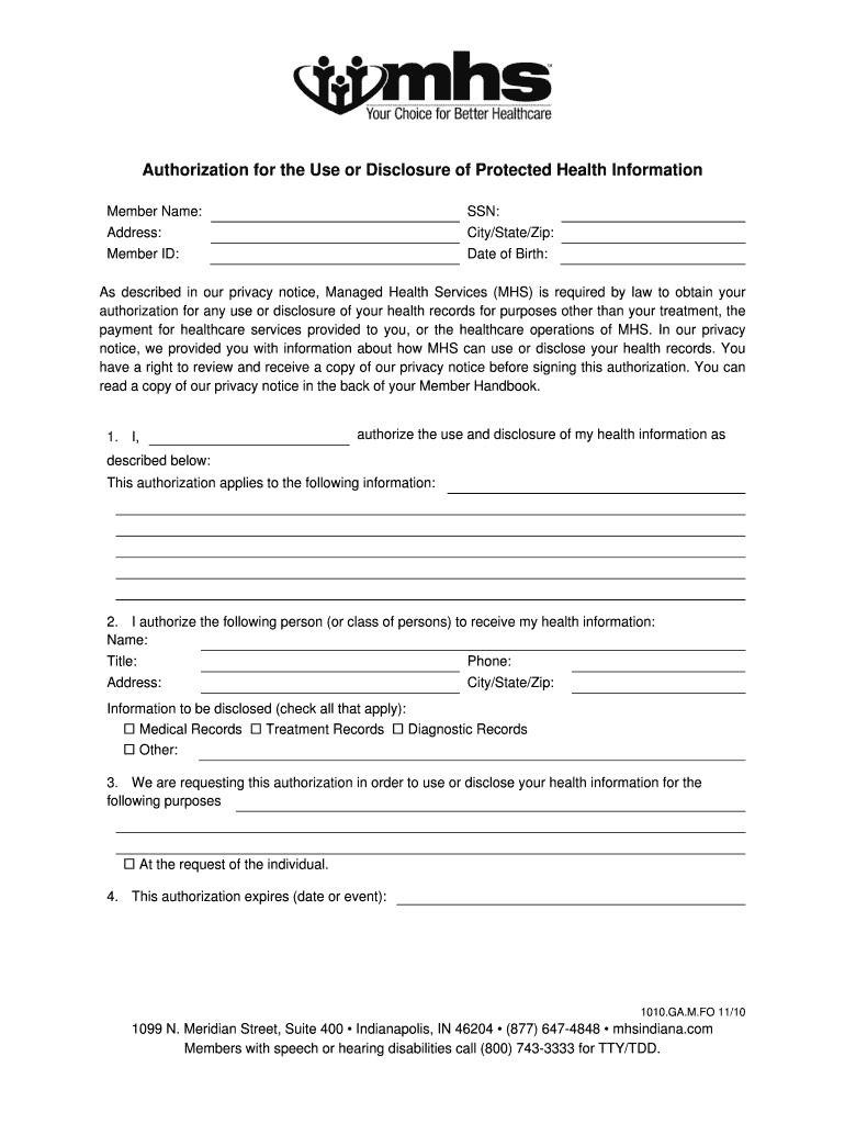 Fillable Online Authorization for the Use or Disclosure of Protected ...