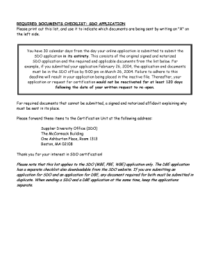 Fillable Online REQUIRED DOCUMENTS CHECKLIST: SDO APPLICATION Fax Email ...