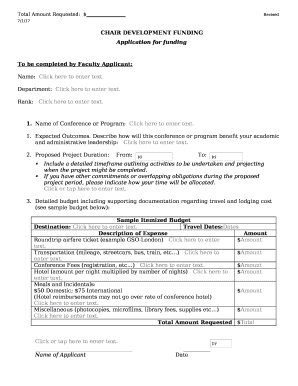 CHAIR DEVELOPMENT FUNDING Doc Template | pdfFiller