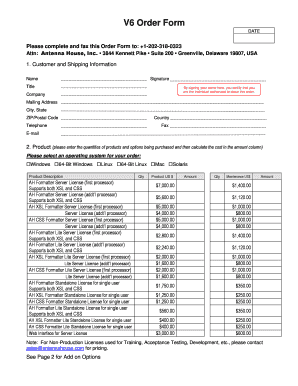Fillable Online V6 Order Form Fax Email Print - pdfFiller