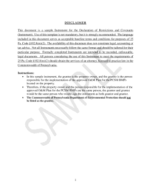 Fillable Online This document is a sample Instrument for the ...