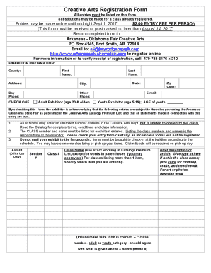 Fillable Online Creative Arts Registration Form Fax Email Print - pdfFiller
