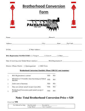 Fillable Online BSA Registration MANDATORY: Troop # Crew # Other Fax ...