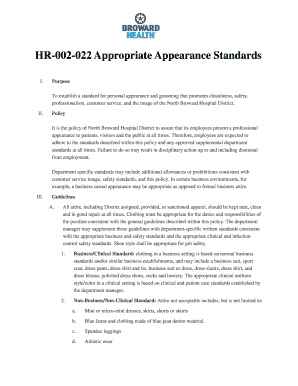 Fillable Online HR-002-022 Appropriate Appearance Standards Fax Email ...
