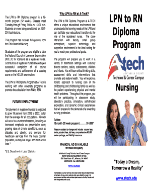 Fillable Online The LPN to RN Diploma program is a 12month program (52 ...