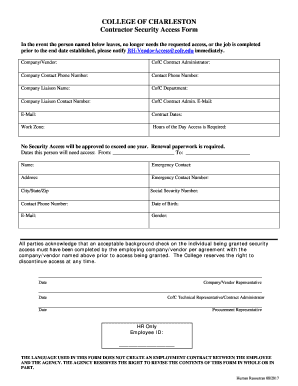 Fillable Online Contractor Security Access Form Fax Email Print - pdfFiller
