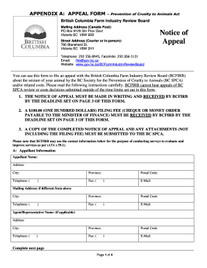 Fillable Online APPENDIX A: APPEAL FORM Fax Email Print - pdfFiller