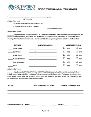 Fillable Online PATIENT COMMUNICATION CONSENT FORM Fax Email Print ...
