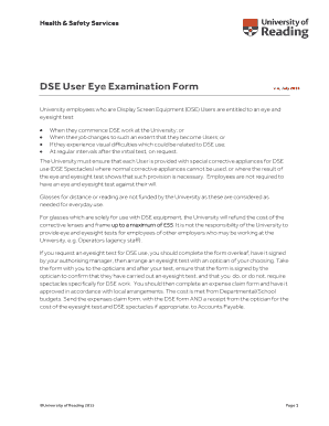 Fillable Online DSE User Eye Examination Form Fax Email Print - pdfFiller