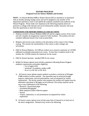 Proposal for Honors Modules and Sections Doc Template | pdfFiller