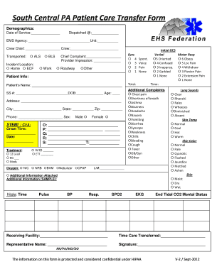 Fillable Online South Central PA Patient Care Transfer Form Fax Email ...
