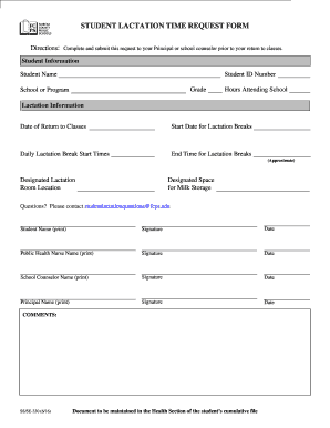 Fillable Online STUDENT LACTATION TIME REQUEST FORM Fax Email Print ...