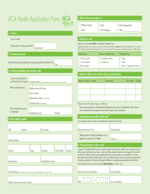 Fillable Online ACA Health Application Form Fax Email Print - pdfFiller