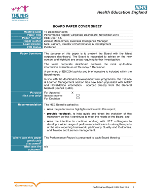 Fillable Online BOARD PAPER COVER SHEET Fax Email Print - pdfFiller