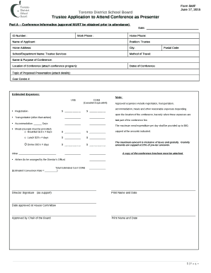 Trustee Application to Attend Conference as Presenter Doc Template ...