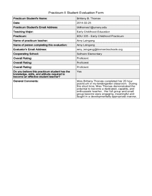 Fillable Online Practicum II Student Evaluation Form Fax Email Print - pdfFiller