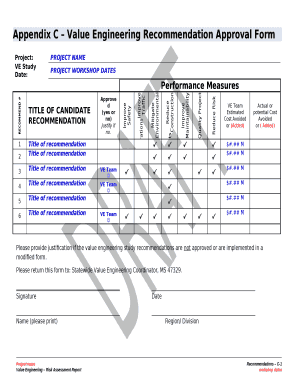 Appendix C Value Engineering Recommendation Approval Doc Template ...