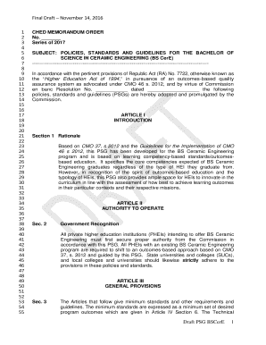 Fillable Online SUBJECT: POLICIES, STANDARDS AND GUIDELINES FOR THE ...
