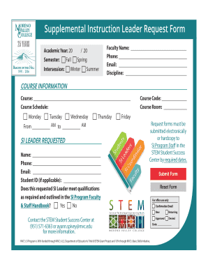 Fillable Online Supplemental Instruction Leader Request Form Fax Email ...