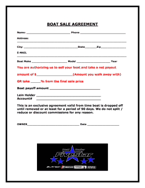 Fillable Online BOAT SALE AGREEMENT Fax Email Print - pdfFiller