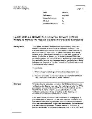Fillable Online Welfare To Work (WTW) Program Guidance For Disability ...