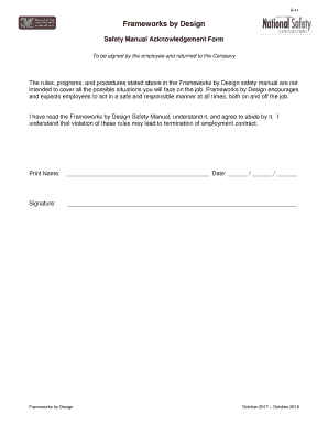 Fillable Online Safety Manual Acknowledgement Form Fax Email Print ...
