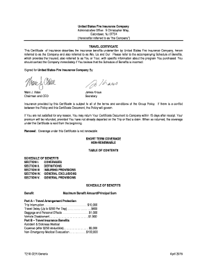 Fillable Online This Certificate of Insurance describes the insurance ...