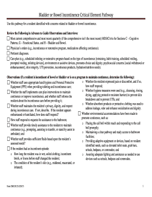 Fillable Online Bladder or Bowel Incontinence Critical Element Pathway ...