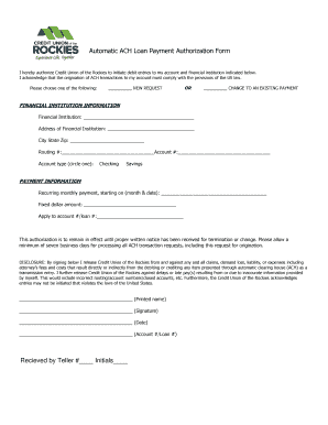 Fillable Online Automatic ACH Loan Payment Authorization Form Fax Email Print - pdfFiller