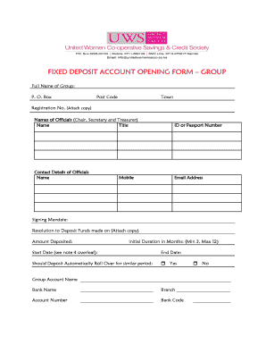 Fillable Online FIXED DEPOSIT ACCOUNT OPENING FORM GROUP Fax Email ...