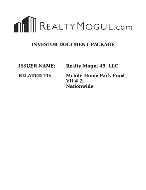 Fillable Online INVESTOR DOCUMENT PACKAGE Fax Email Print - pdfFiller