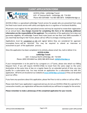 Access A Ride Application - Fill Online, Printable, Fillable, Blank ...