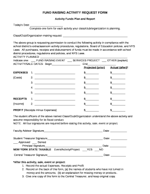 Activity Funds Plan and Report Doc Template | pdfFiller