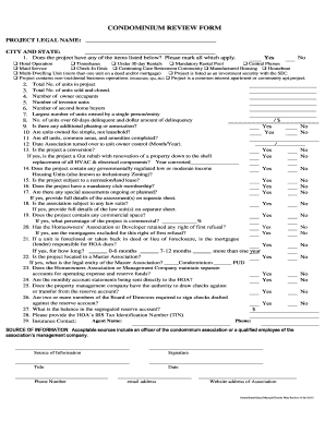 Fillable Online CONDOMINIUM REVIEW FORM Fax Email Print - pdfFiller