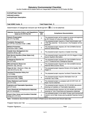 Statutory Environmental Checklist Doc Template | pdfFiller