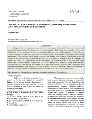 Fillable Online AYURVEDIC MANAGEMENT OF APASMARA (EPILEPSY) ALONG WITH ...