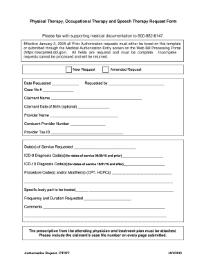 Fillable Online Physical Therapy, Occupational Therapy and Speech ...