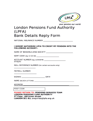 London Pensions Fund Authority (LPFA) Doc Template | pdfFiller