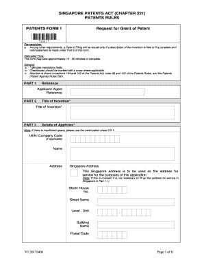 Fillable Online PATENTS RULES PATENTS FORM 1 Request for Grant of ...