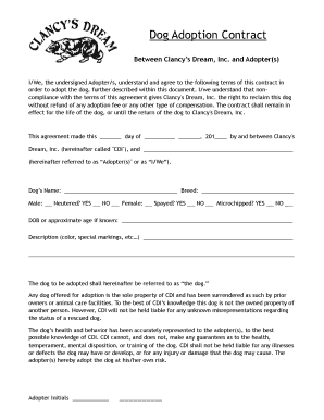 Fillable Online Dog Adoption Contract Fax Email Print - pdfFiller