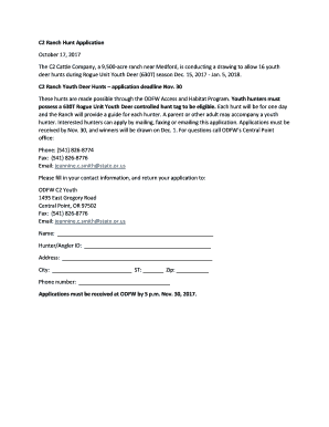 Fillable Online C2 Ranch Hunt Application Fax Email Print - pdfFiller