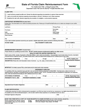 Fillable Online State of Florida Claim Reimbursement Form Fax Email ...