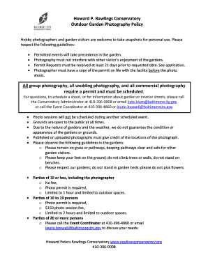 Fillable Online Outdoor Garden Photography Policy Fax Email Print ...