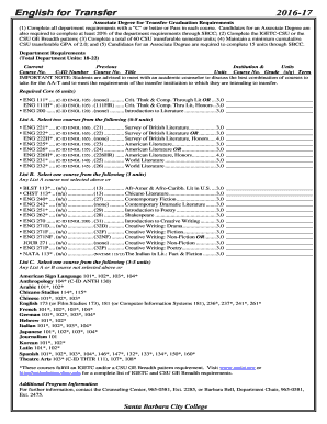 Fillable Online Associate Degree for Transfer Graduation Requirements ...