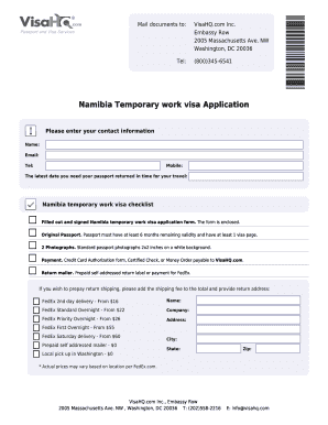 Fillable Online Filled out and signed Namibia temporary work visa ...
