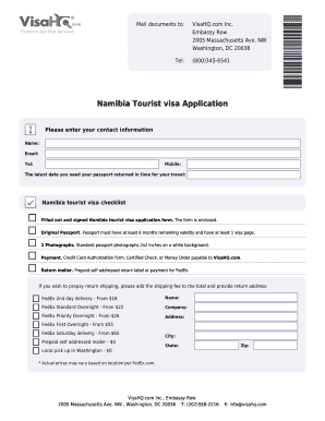 Fillable Online Namibia Tourist visa Application Fax Email Print ...