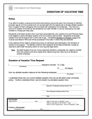 Fillable Online DONATION OF VACATION TIME Fax Email Print - pdfFiller