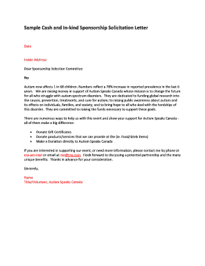Fillable Online Sample Cash and In-kind Sponsorship Solicitation Letter ...